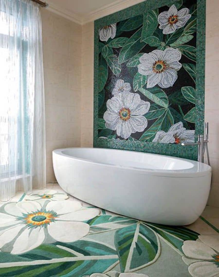 Mosaic Murals Bathroom Tile Pebble & Glass Tile Mosaic Shower | Modern